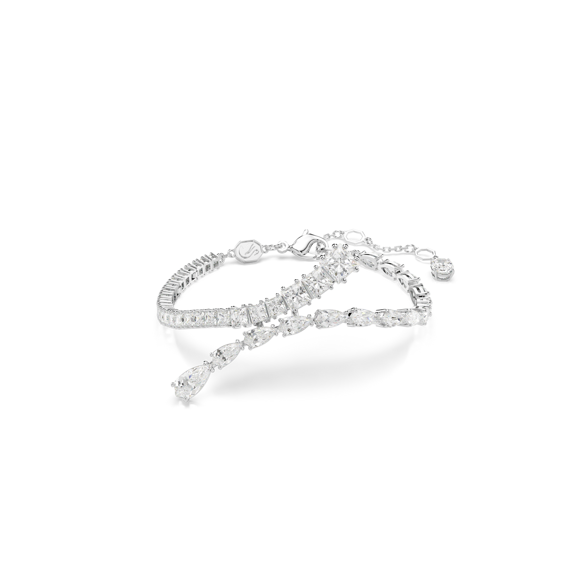 Matrix bracelet, Mixed cuts, White, Rhodium plated – Pearces the Jewellers